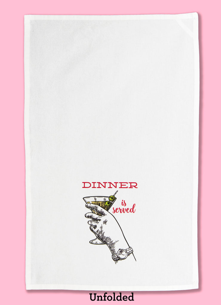 Dinner is served (martini) dishtowel – Bad Grandma Designs