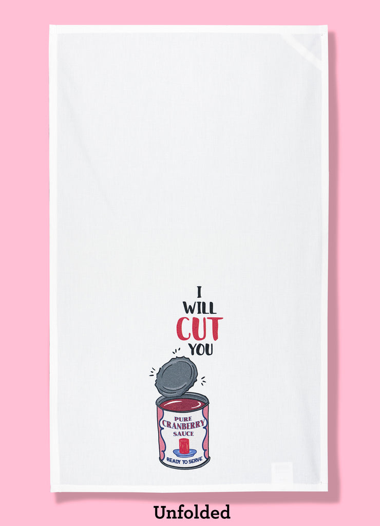 I Will Cut You (cranberry) dishtowel – Bad Grandma Designs